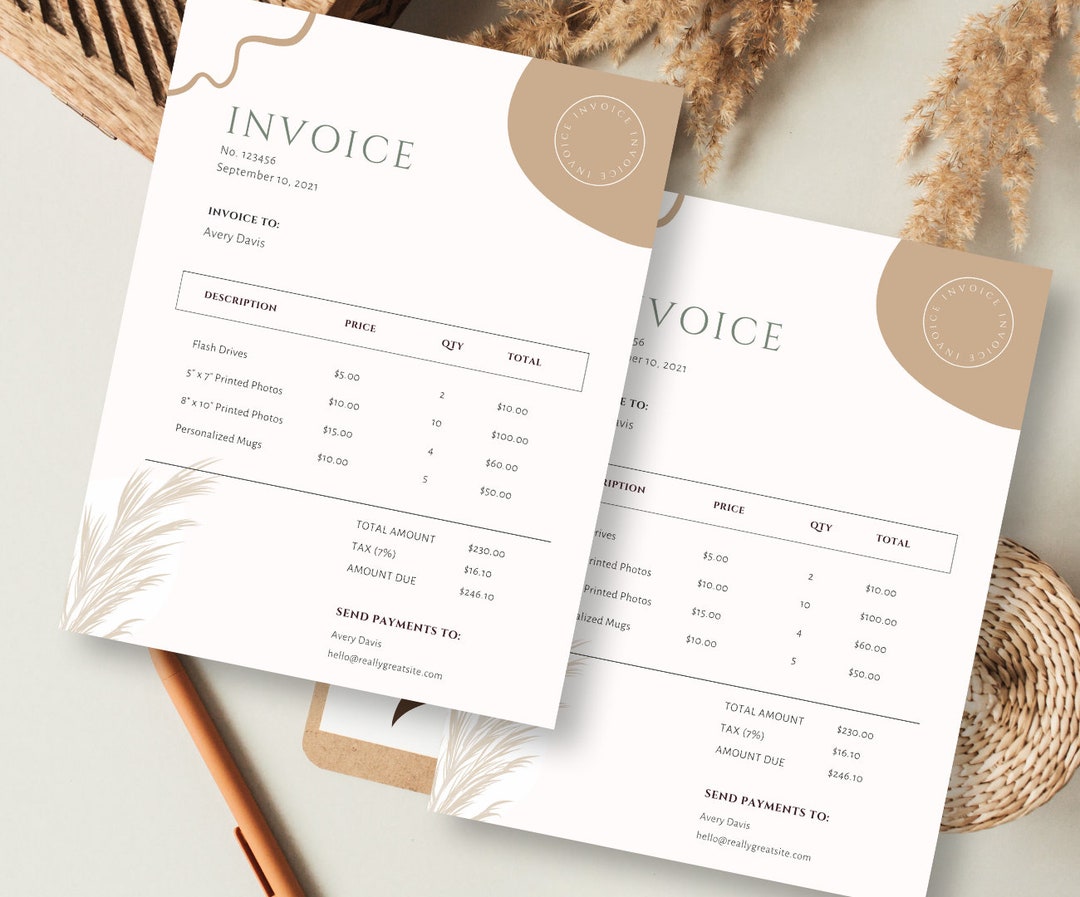 Beige and White Aesthetic Minimalist Invoice, Simple Business Billing ...