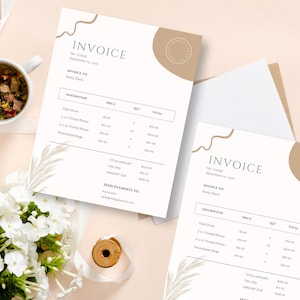 Beige and White Aesthetic Minimalist Invoice, Simple Business Billing ...