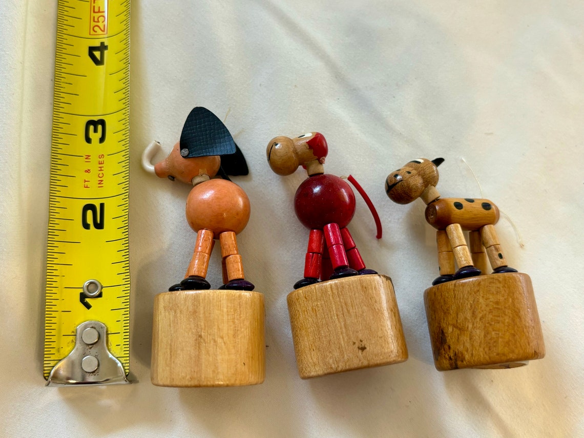 Set of 3 Vintage Italian Push Button Collapsible Wooden Toys - Etsy