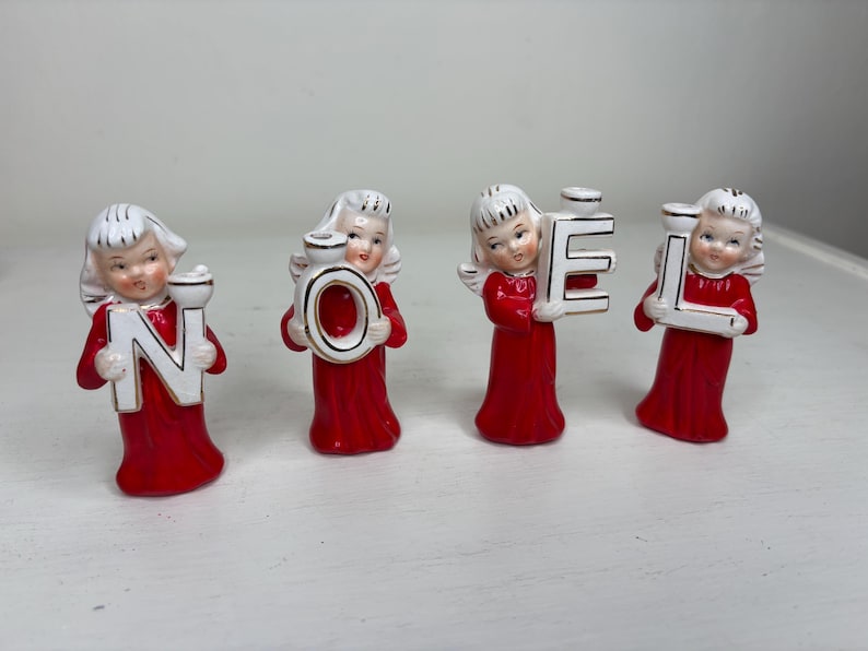 Vintage Relco NOEL Red Choir Angel Candle Holders - Etsy