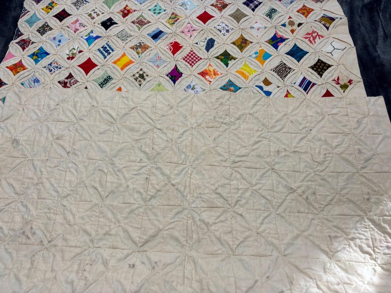 Vintage Hand Stitched Cathedral Windows Bed Runner - Etsy