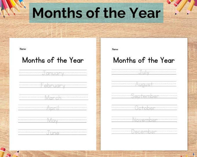 Months of the Year Tracing Worksheets Writing Worksheet Printable ...