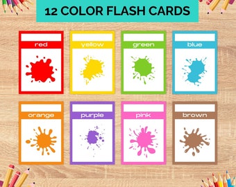 16 Color Flashcards, Montessori Flashcards, Pre-school Cards ...