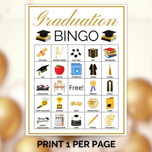 50 Printable Graduation Bingo Cards, Graduation, Graduation Activity ...