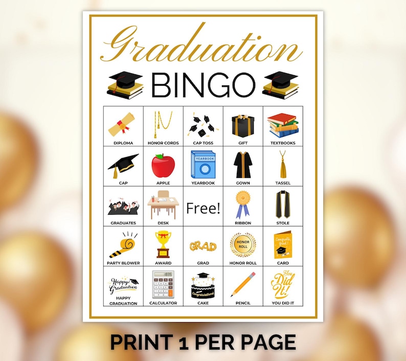 50 Printable Graduation Bingo Cards, Graduation, Graduation Activity ...