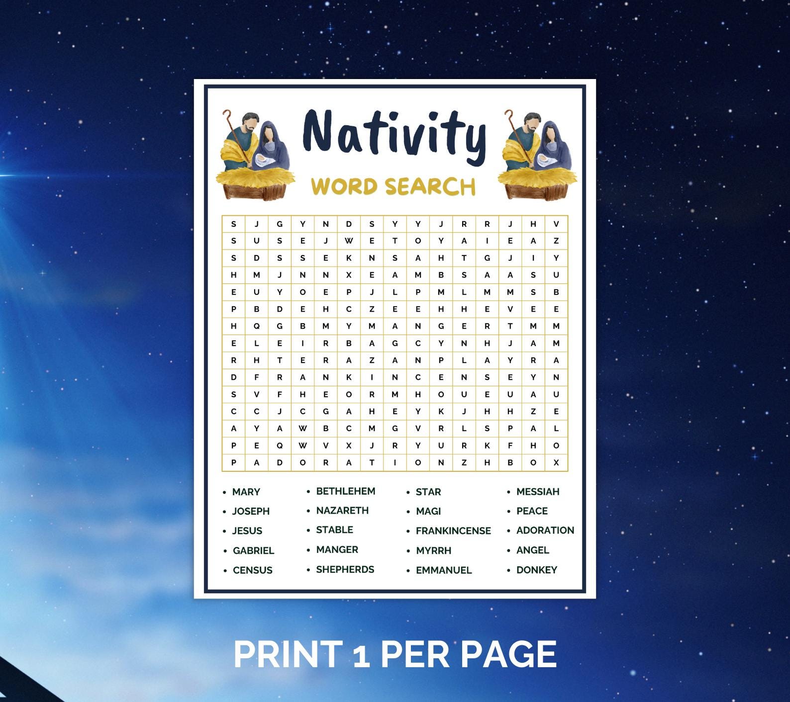 Nativity Word Search, Fun Nativity Game, Printable Nativity Game ...