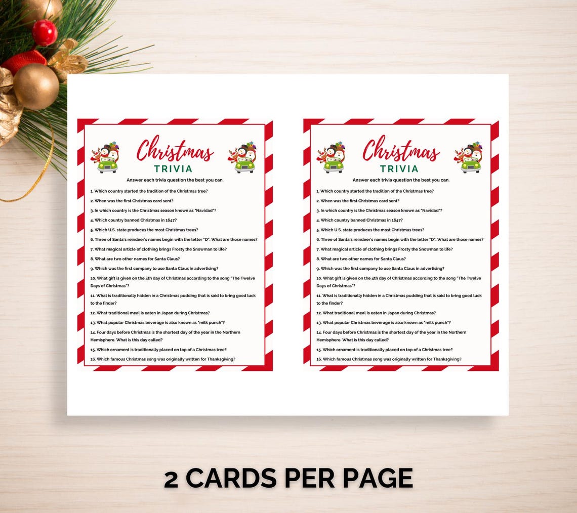 Christmas Trivia, Family Game, Printable Christmas Game, Christmas ...