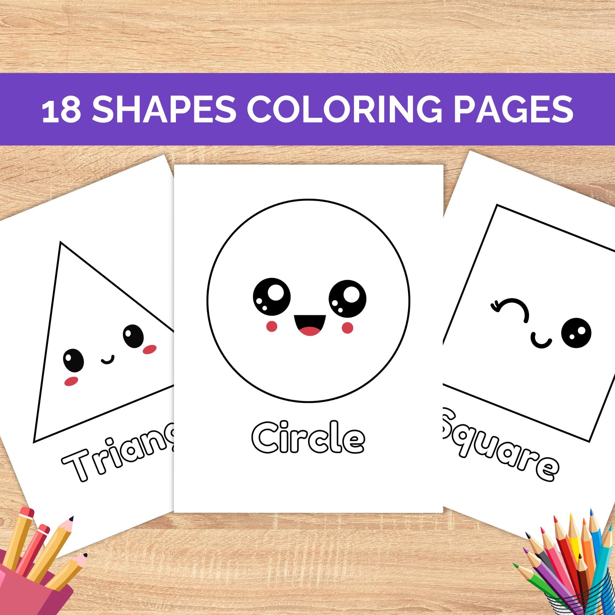 Shapes Coloring Pages for Kids, 18 Printable Coloring Worksheets ...