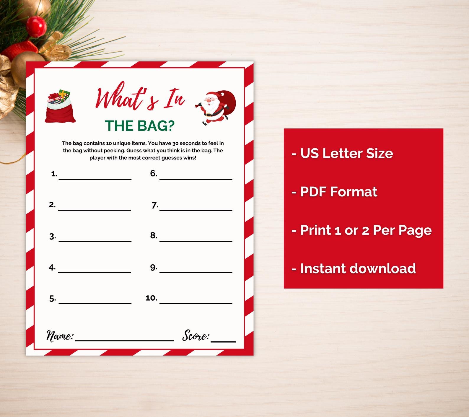 Christmas What's in the Bag Game, Christmas Party Game, Christmas Game ...