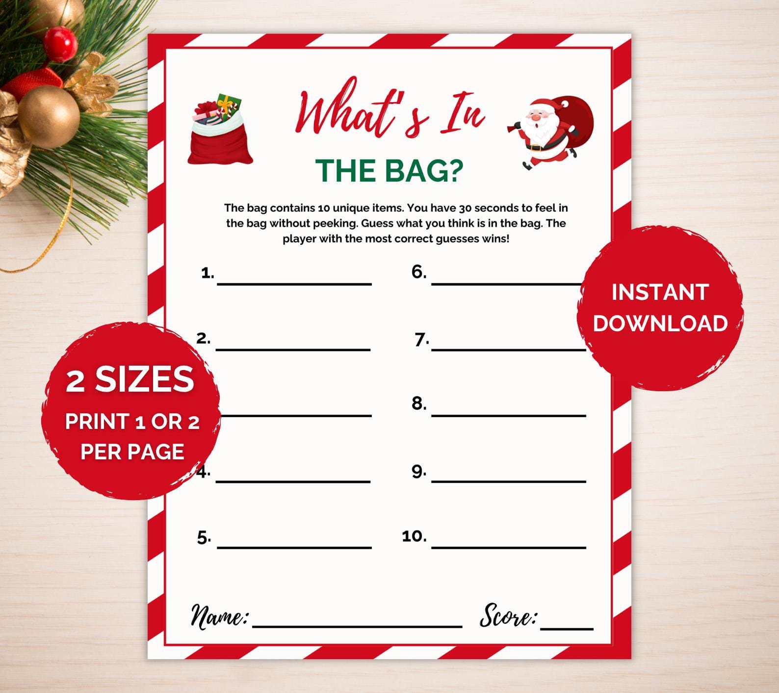 Christmas What's in the Bag Game, Christmas Party Game, Christmas Game ...
