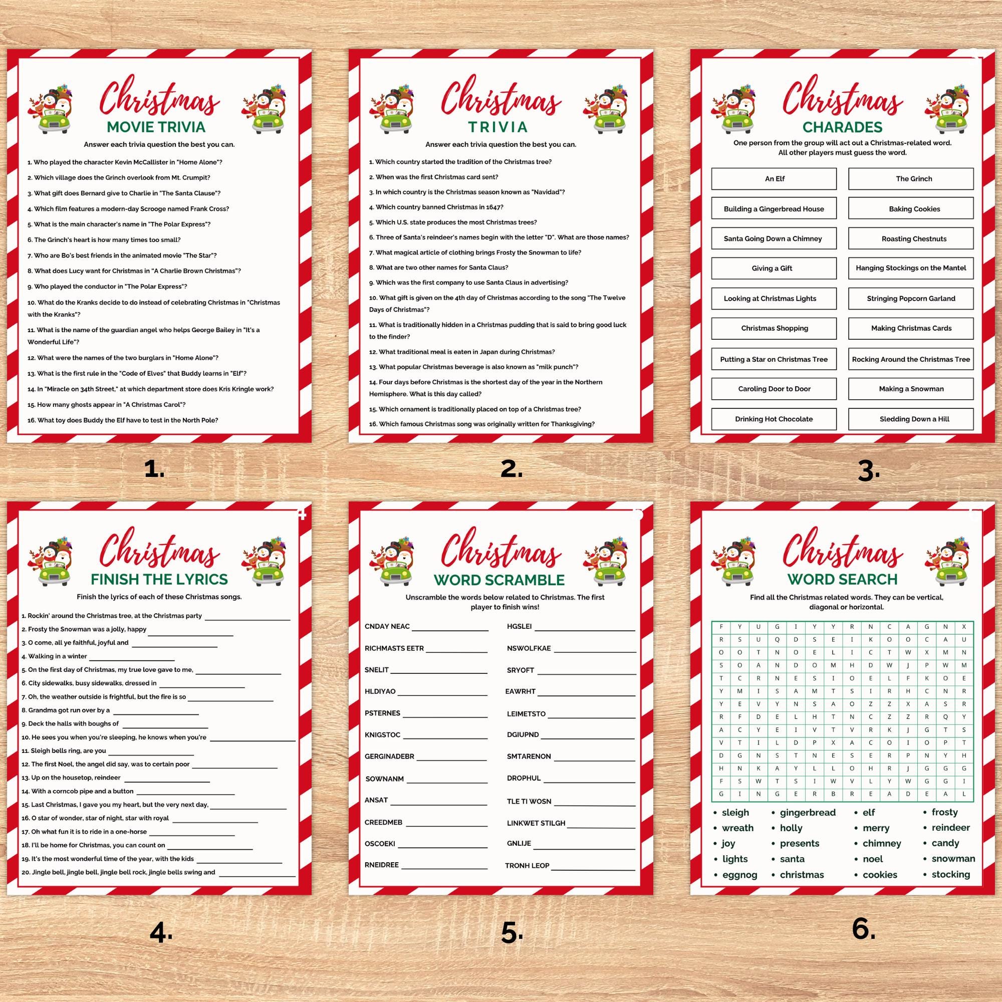 Printable Christmas Games Bundle, 20 Christmas Party Games, Christmas ...
