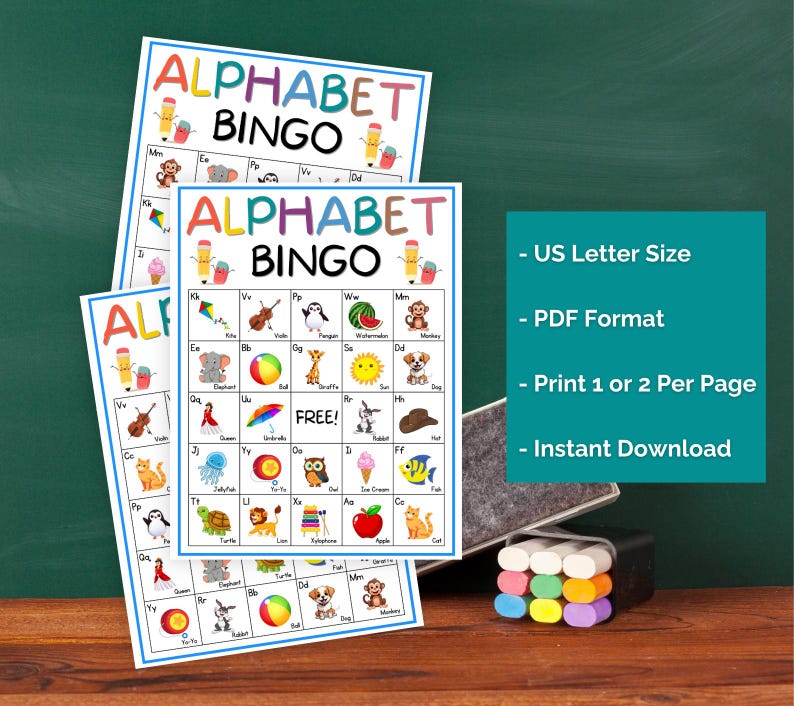 30 Alphabet Bingo Cards, Alphabet Bingo, ABC Practice, ABC Bingo, Learn ...