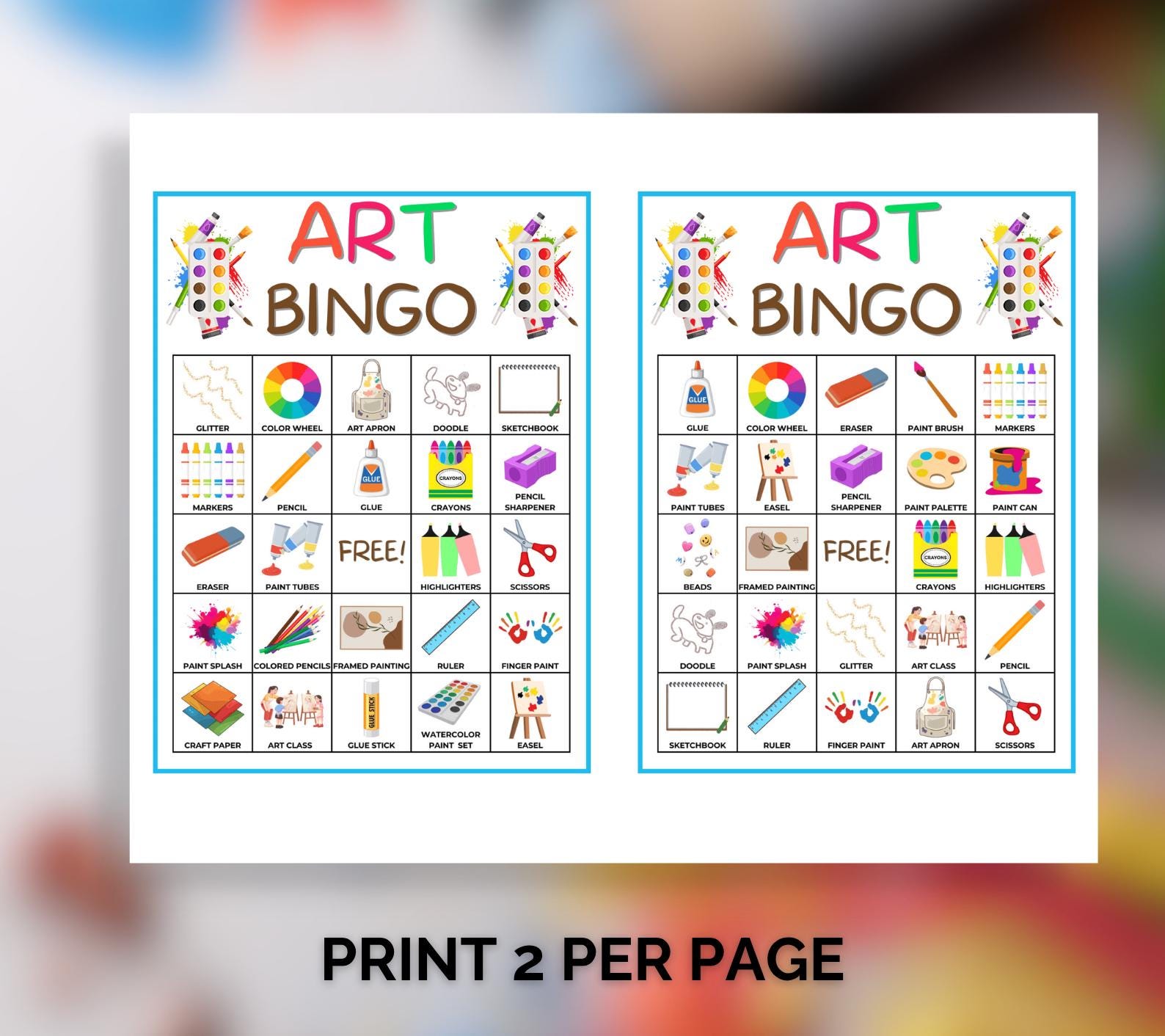 30 Art Bingo Cards, Art Bingo Cards, Art Party Games, Printable ...