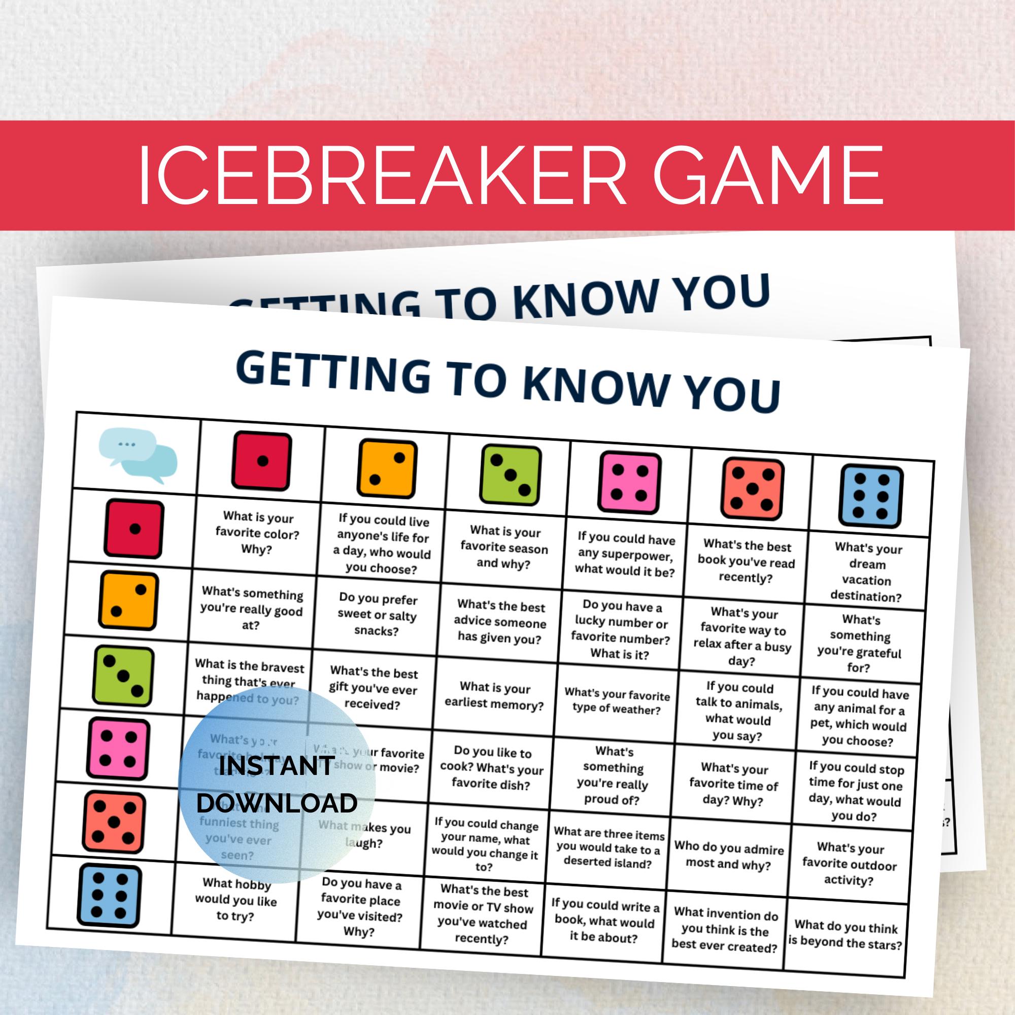 Icebreaker Activity, Icebreaker Game, Roll and Tell Game, Table Talk ...