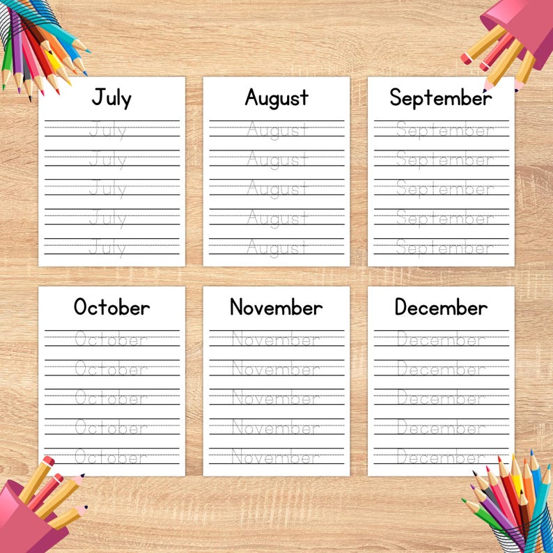 Months of the Year Tracing Sheets, Months of the Year Tracing ...