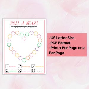 Valentines Roll a Heart Game, Valentine Day Game, Valentines Activity ...