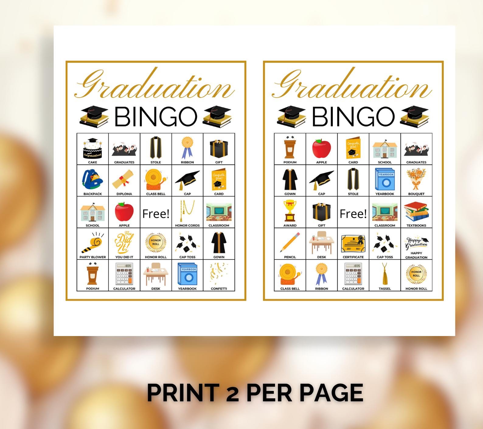 50 Printable Graduation Bingo Cards, Graduation, Graduation Activity ...