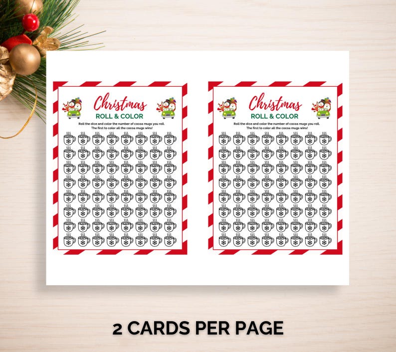 Christmas Roll and Color, Printable Christmas Game, Christmas Party ...