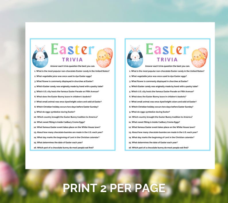 Easter Trivia Game, Printable Easter Game, Easter Trivia, Easter Game ...