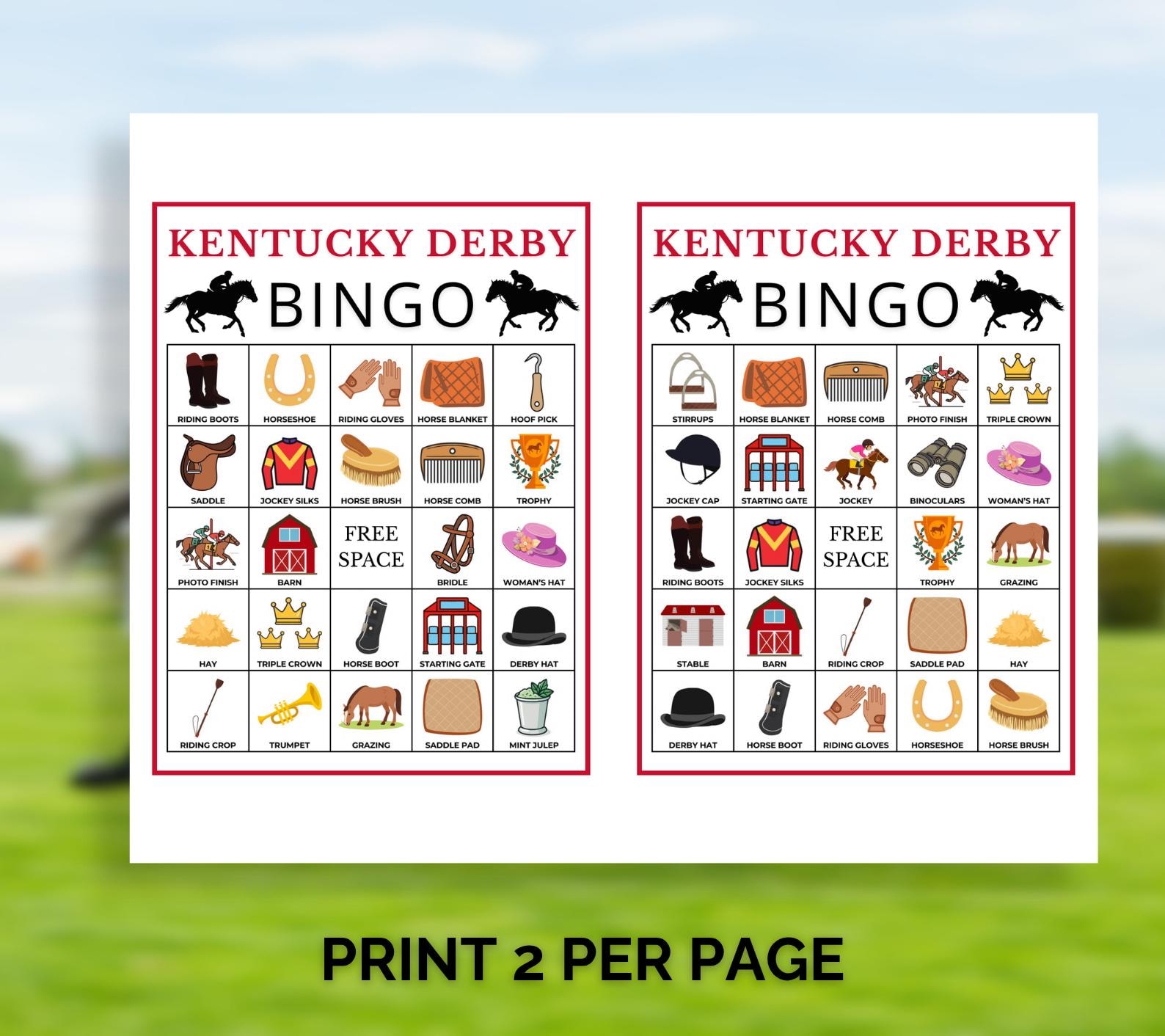 50 Kentucky Derby Bingo Cards, Kentucky Derby Party Game, Horse Racing ...
