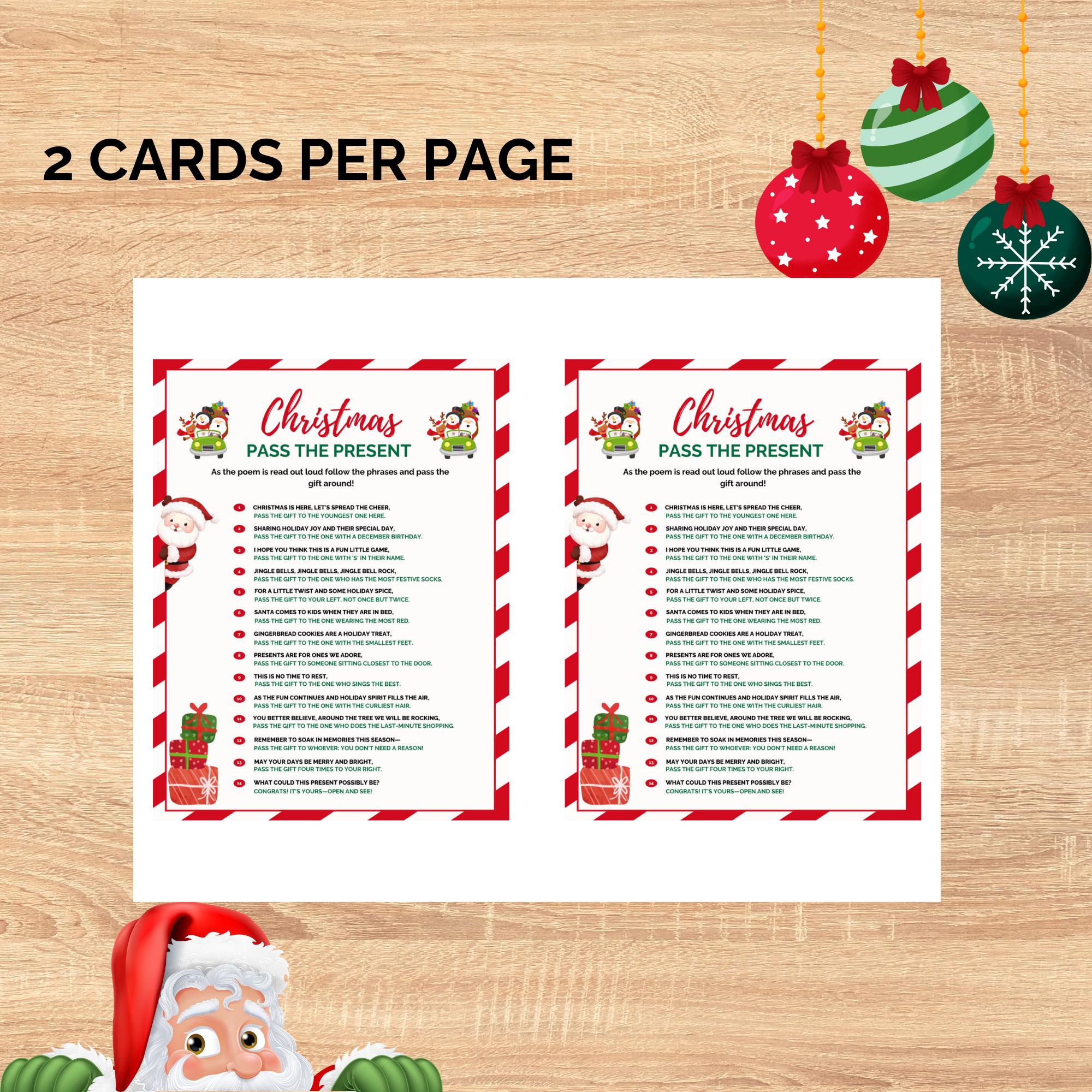 Christmas Pass the Present, Family Game, Printable Christmas Game ...