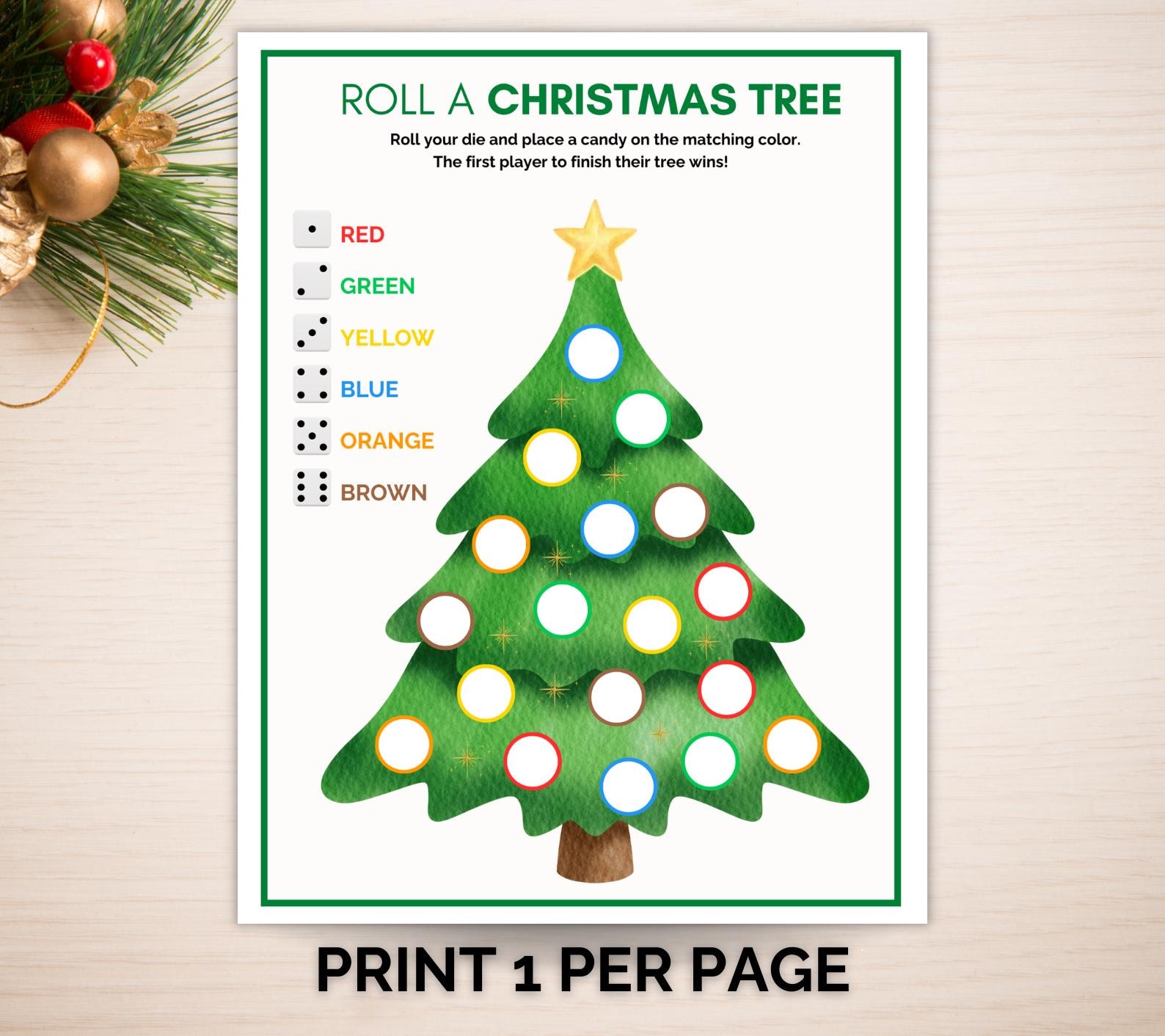 Roll a Christmas Tree Game, Christmas Party Game, Family Christmas ...