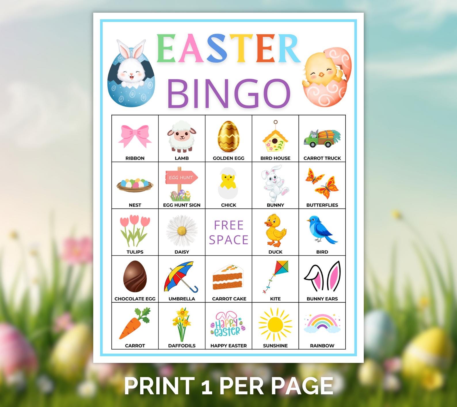 50 Printable Easter Bingo Cards, Fun Easter Party Game, Easter Activity ...