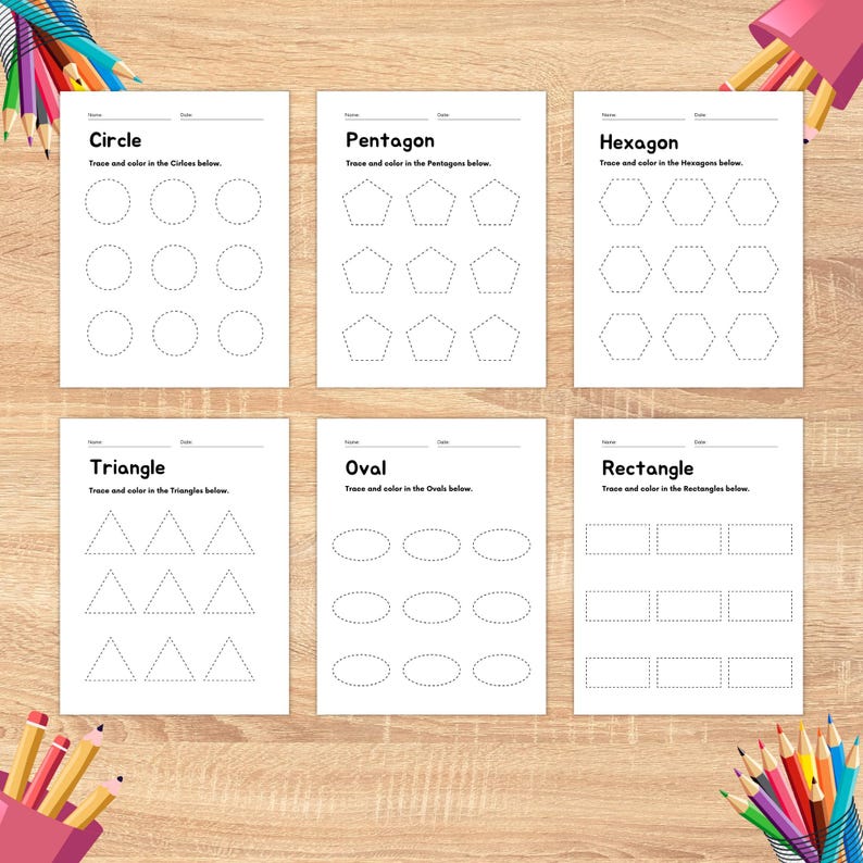 Shape Tracing Worksheets, Preschool Shape Tracing, Printable Shape ...