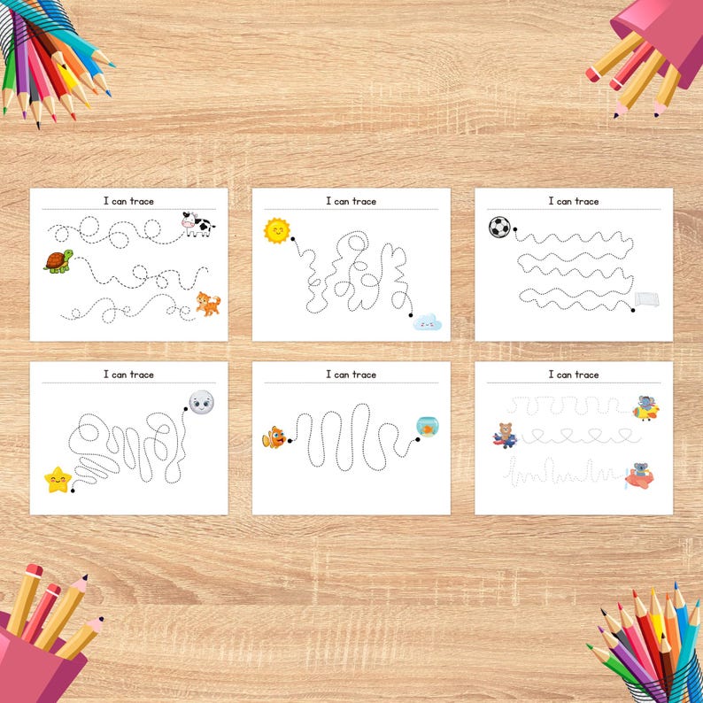 Line Tracing , Pre-writing Worksheet, Line Tracing Practice, Preschool ...