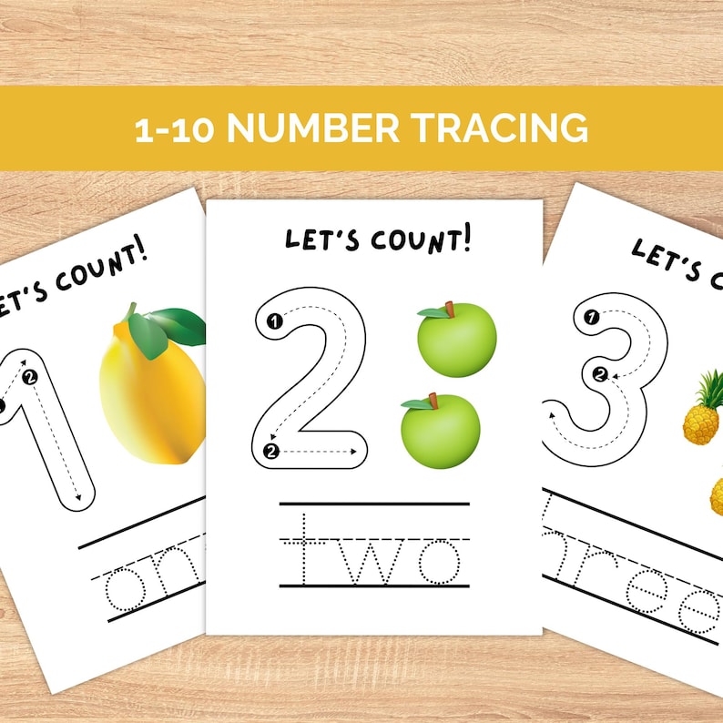 1-10 Number Tracing, Number Counting, Learning Numbers, Handwriting ...