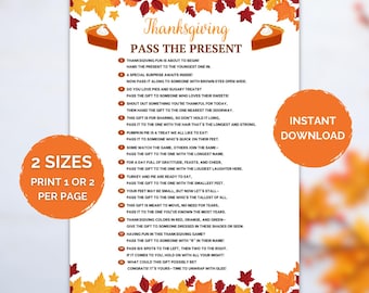 Thanksgiving Pass the Present Game - Etsy