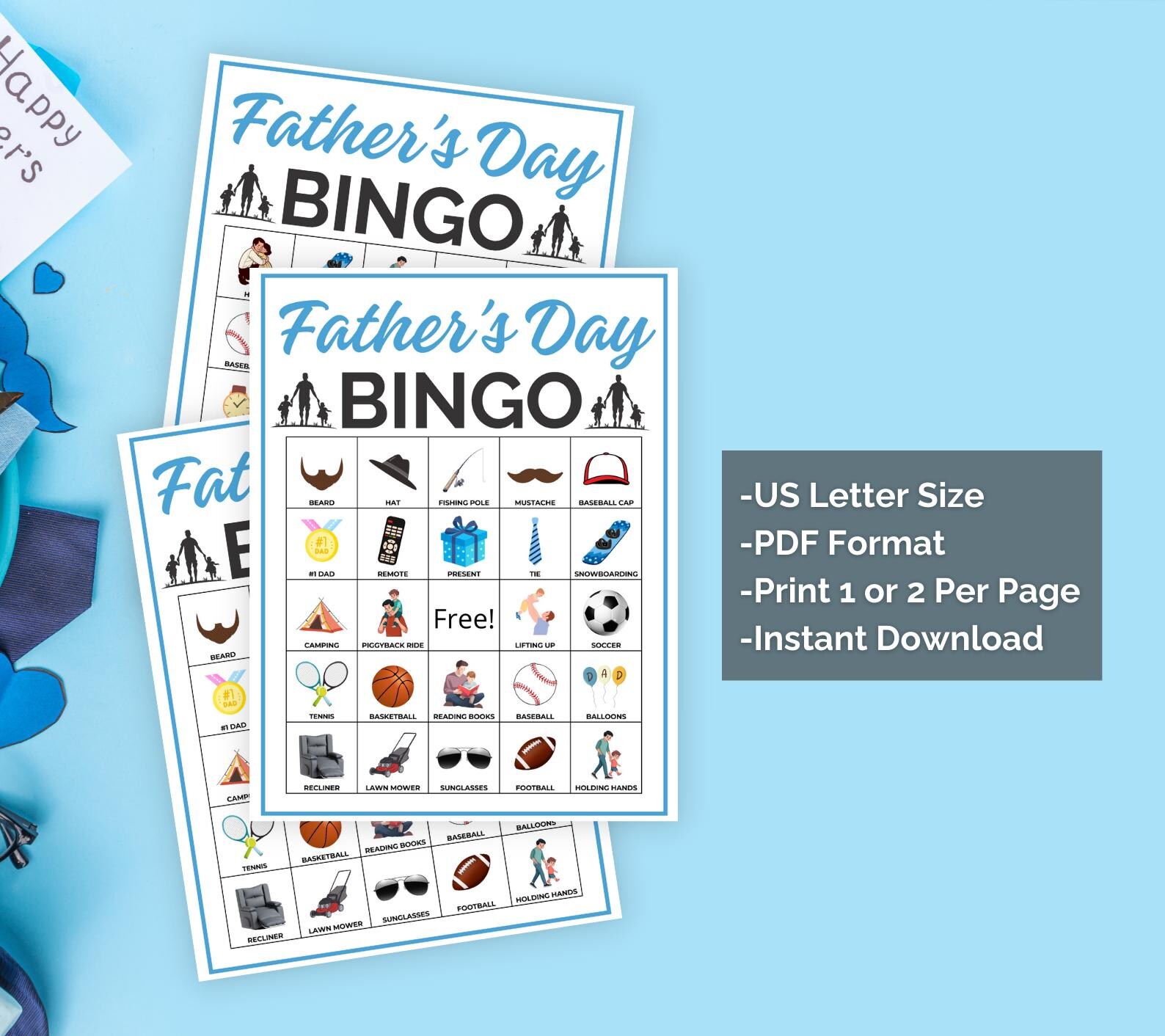 40 Printable Father's Day Bingo Cards, Father's Day Activity, Father's ...