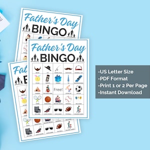 40 Printable Father's Day Bingo Cards, Father's Day Activity, Father's ...