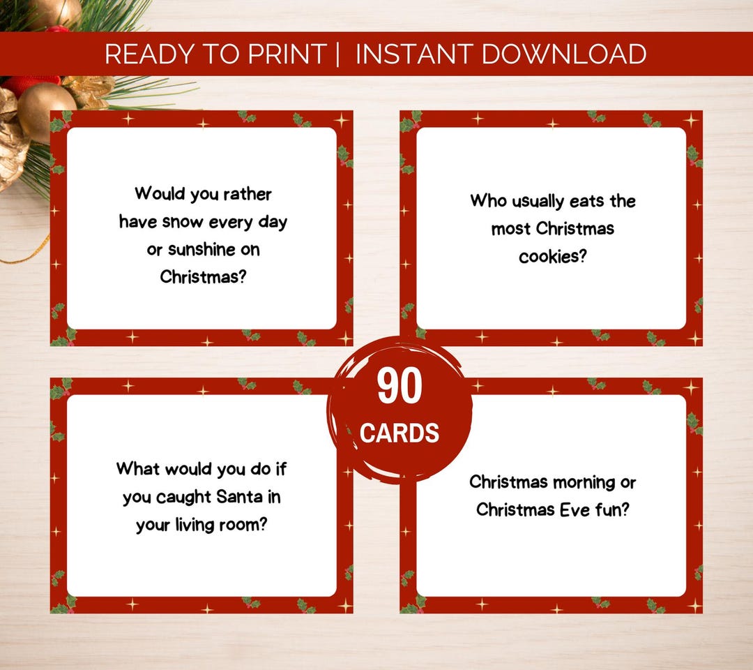 90 Christmas Conversation Cards, Christmas Table Talk, Printable ...