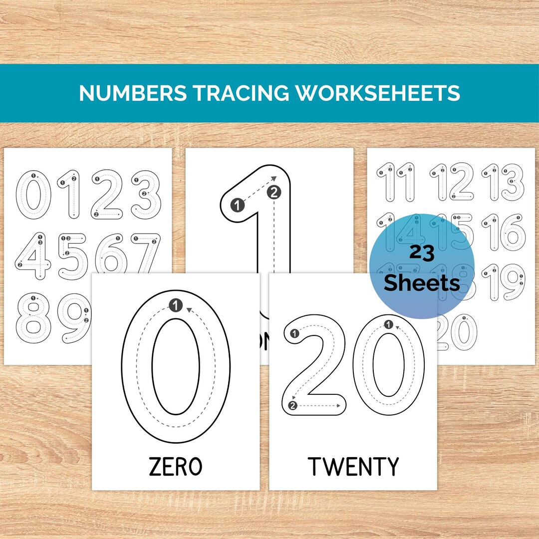 0-20 Number Tracing, Preschool Number Tracing Worksheet, Learning ...