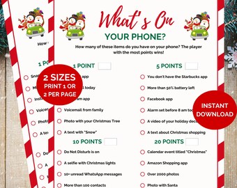 What's on Your Phone Christmas Game, Printable Christmas Games Ideas ...