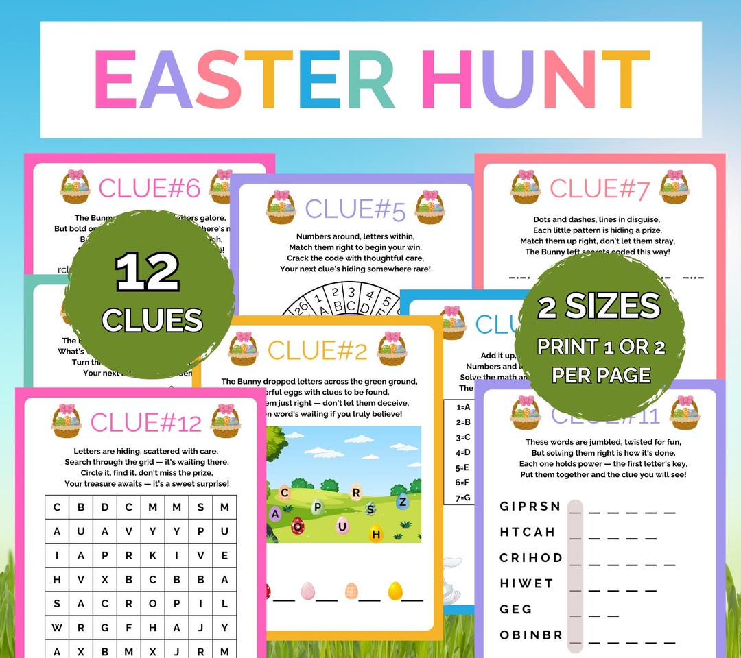 Easter Scavenger Hunt, Indoor Easter Treasure Hunt, Printable Easter ...