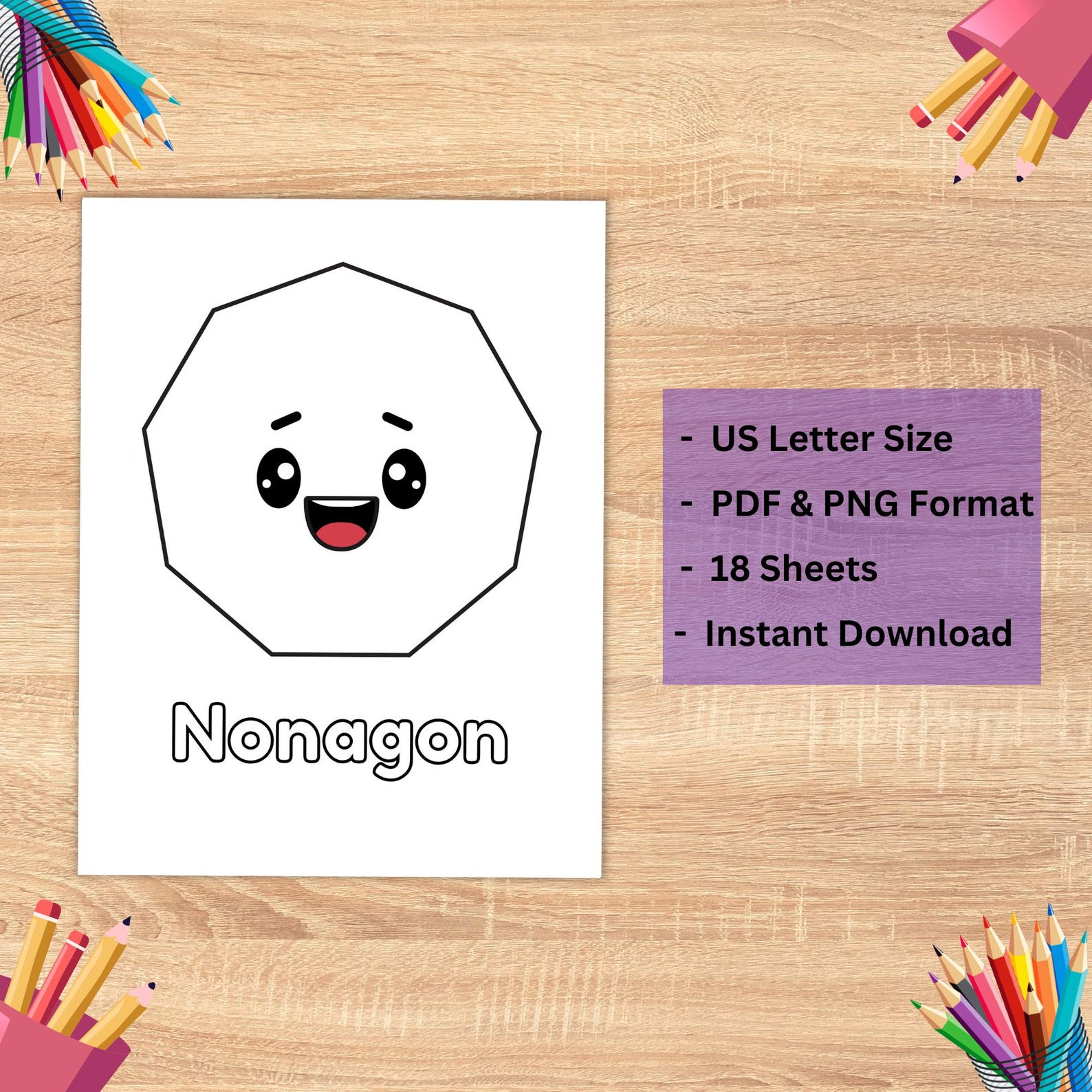 Shapes Coloring Pages for Kids, 18 Printable Coloring Worksheets ...