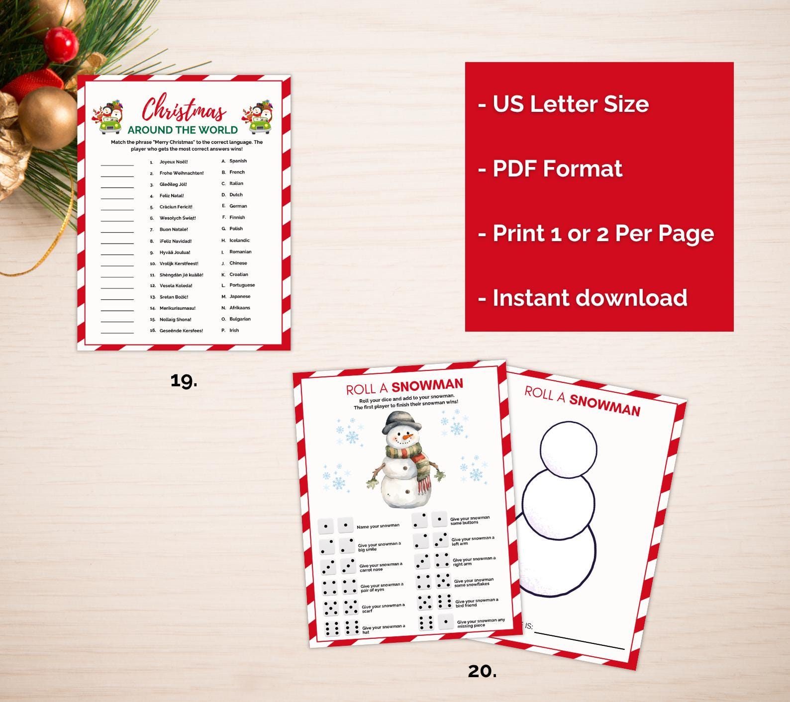 Printable Christmas Games Bundle, 20 Christmas Party Games, Christmas ...