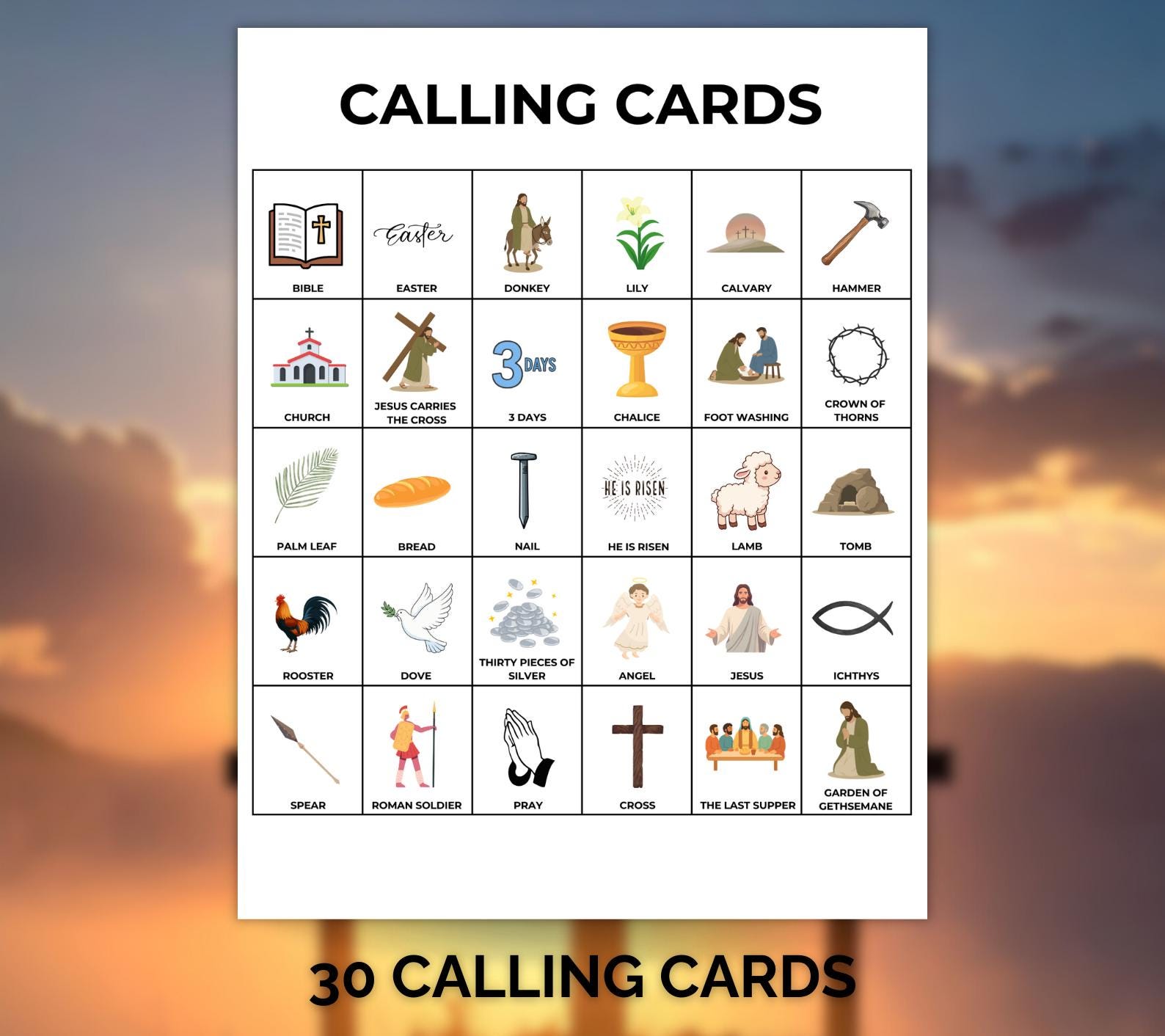 50 He is Risen Bingo Game, He is Risen Bingo Printable, Easter Activity ...