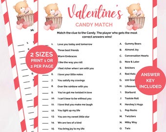 Valentine’s Day Candy Match, Candy Match Game, Valentine's Day Party ...