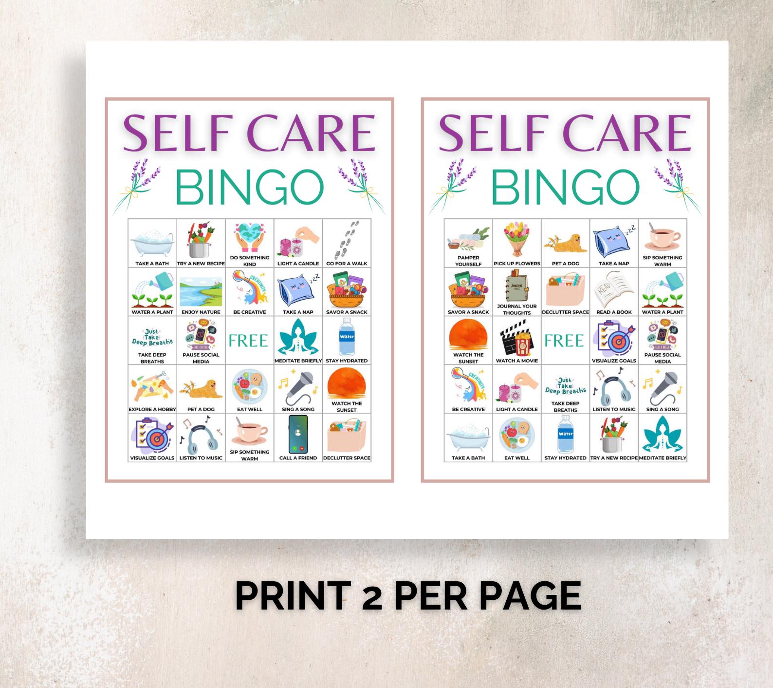 30 Self Care Bingo Cards, Self Care Bingo Printable Game, Self Love ...