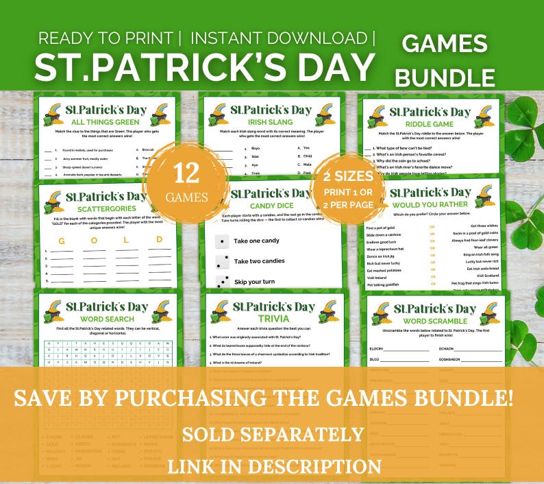 St. Patrick's Day Trivia Game, St.patrick's Day Game, St. Paddy's Day ...