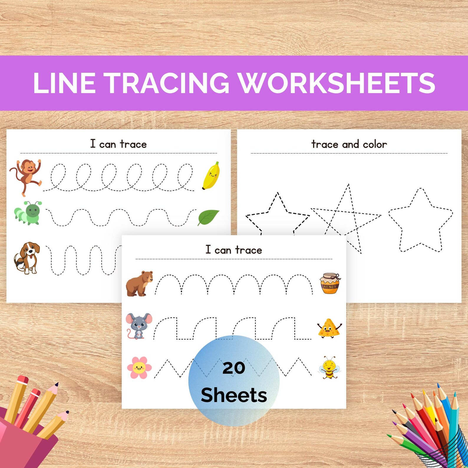 Line Tracing , Pre-writing Worksheet, Line Tracing Practice, Preschool ...