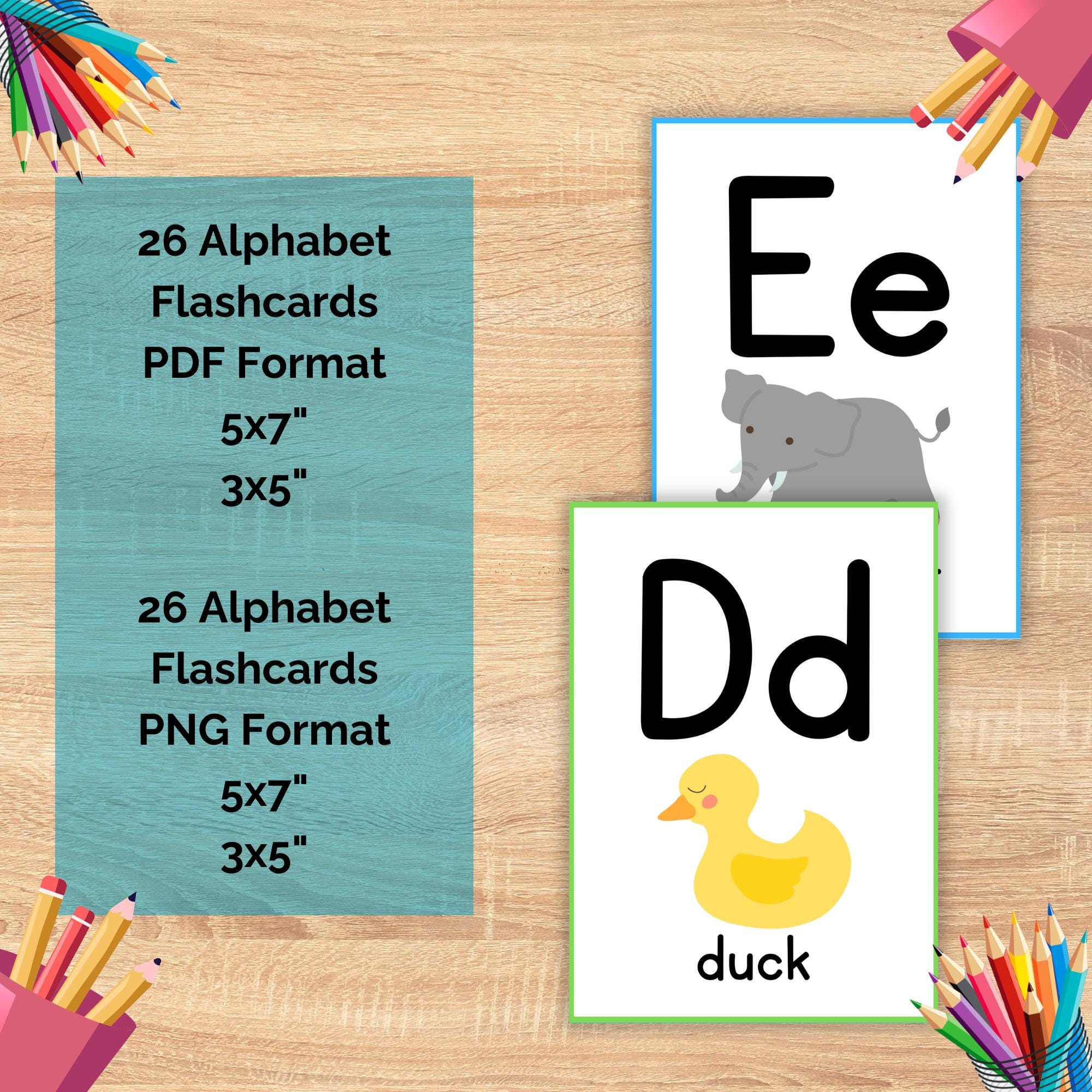 Alphabet Flash Cards, A-Z Cards, ABC Flash Cards, Educational Cards ...
