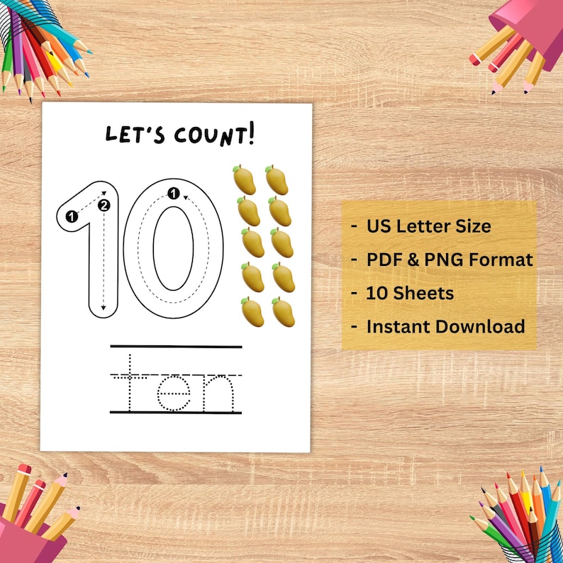 1-10 Number Tracing, Number Counting, Learning Numbers, Handwriting ...
