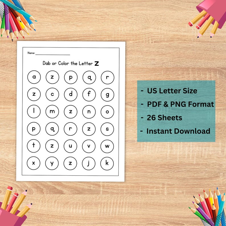 26 Alphabet Lowercase Dab It Worksheets, Dab It Letters, Alphabet ...