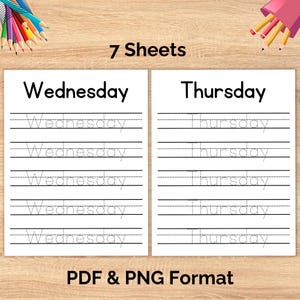 Days of the Week Tracing Sheets, Days of the Week Tracing Worksheets ...