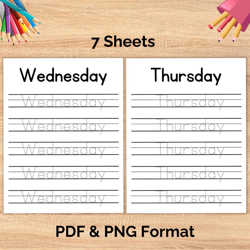 Days of the Week Tracing Sheets, Days of the Week Tracing Worksheets ...