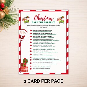 Christmas Pass the Present, Family Game, Printable Christmas Game ...